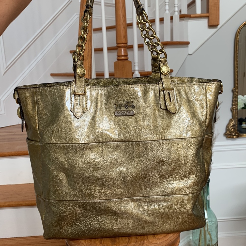 Coach Madison Patent Leather Tote - Gem